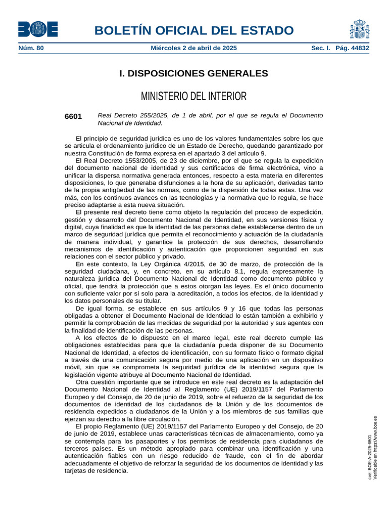 Regulación del Documento Nacional de Identidad | PDF | Unión Europea | Gobierno