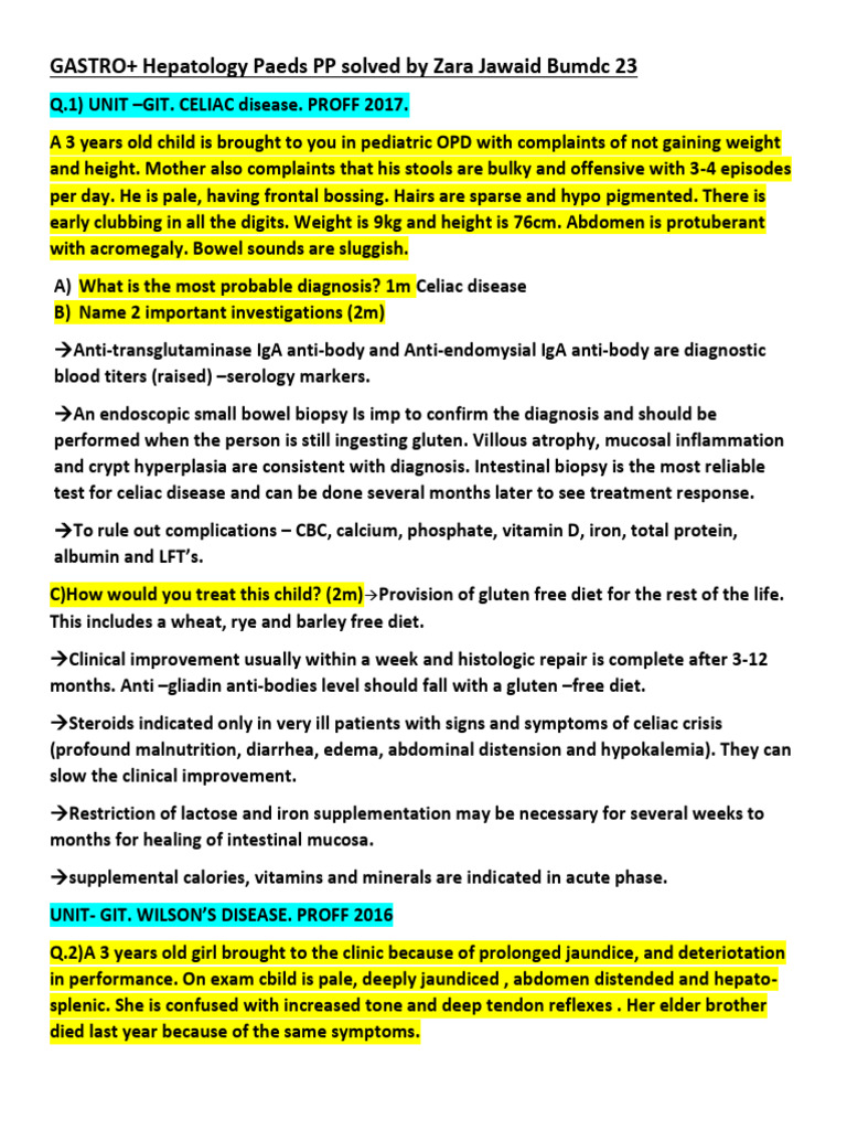 GASTRO and Hepatology Paeds PP | PDF | Coeliac Disease | Gluten