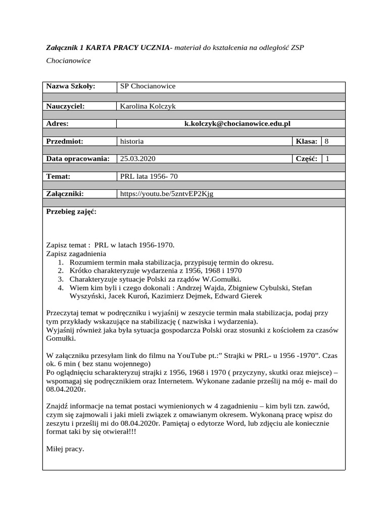 Sp Chocianowice Historia Kl8!1!1585823467 | PDF