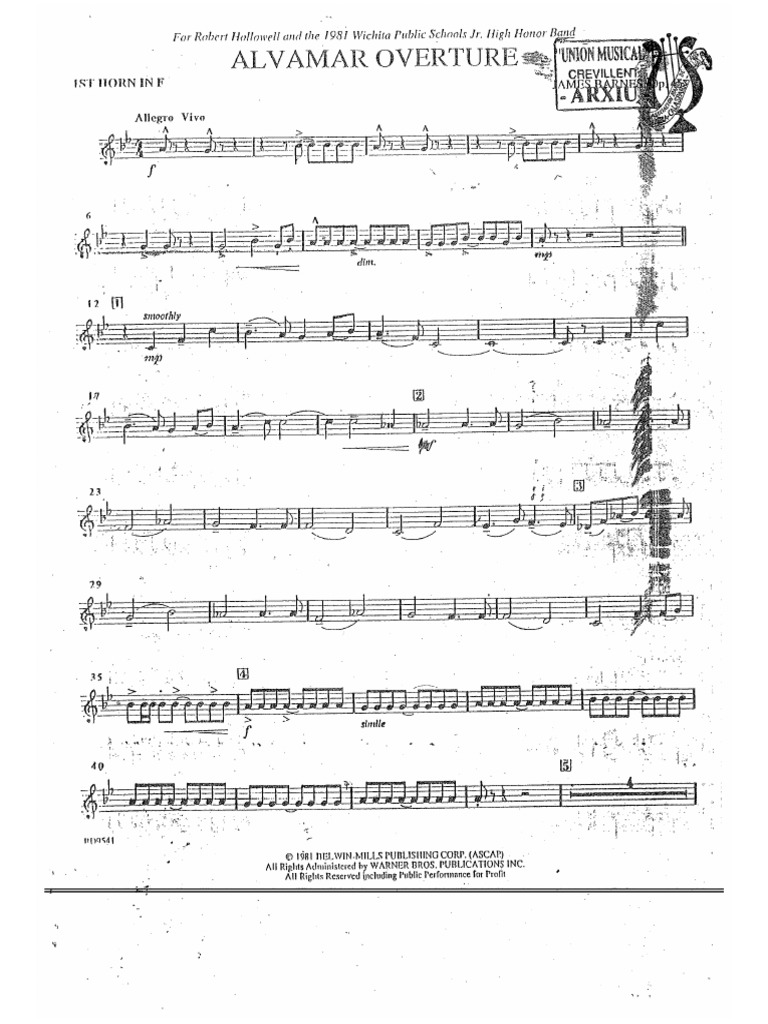 Alvamar Overture Horns | PDF