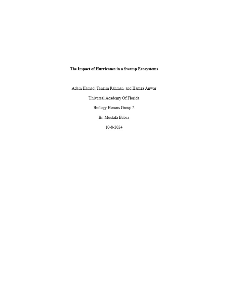 Hurricanes and Their Impact On Ecological Ecosystems | PDF | Swamp ...