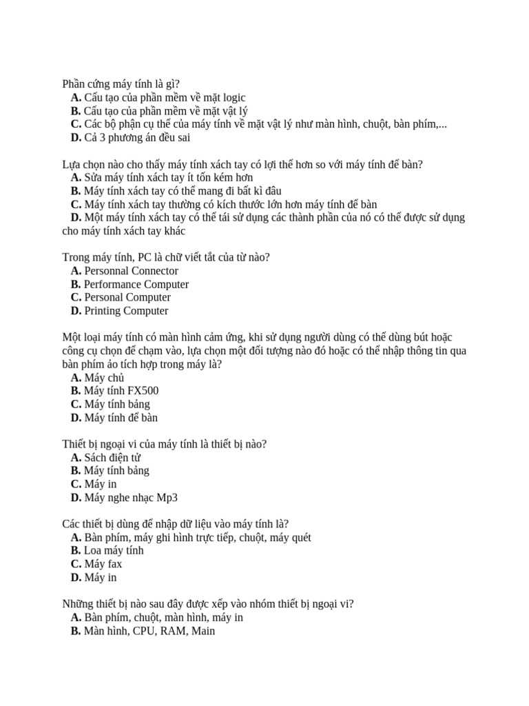 on tap trac nghiem phan 1 | PDF