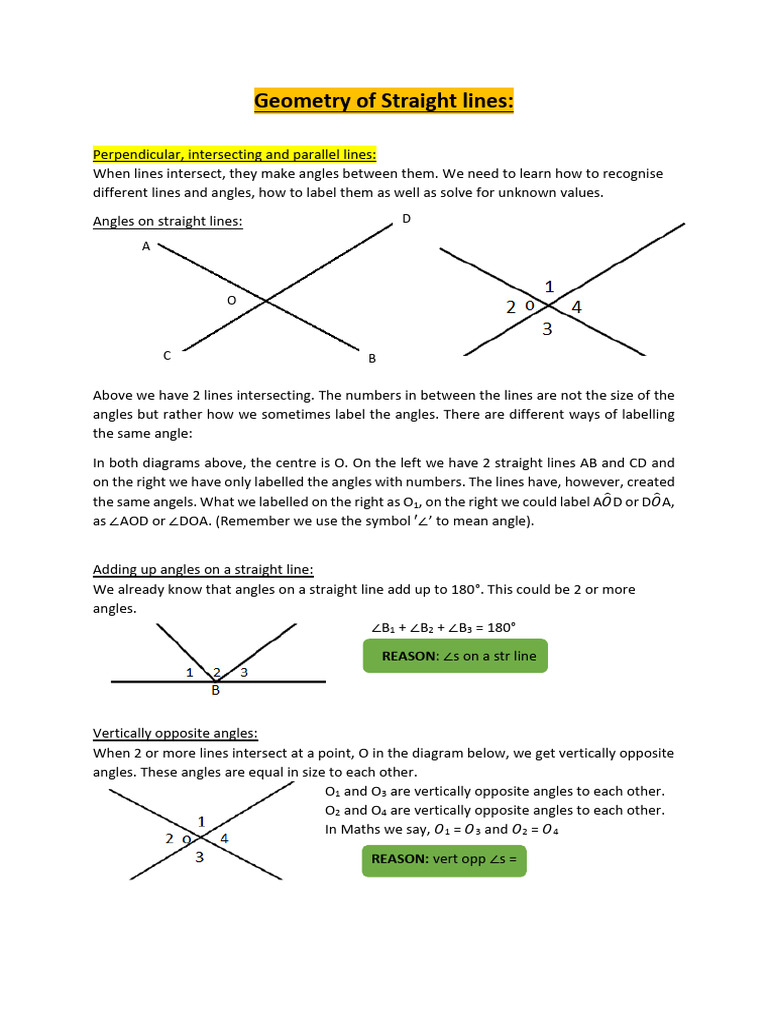 Geometry of Straight Lines Note | PDF | Angle | Elementary Mathematics