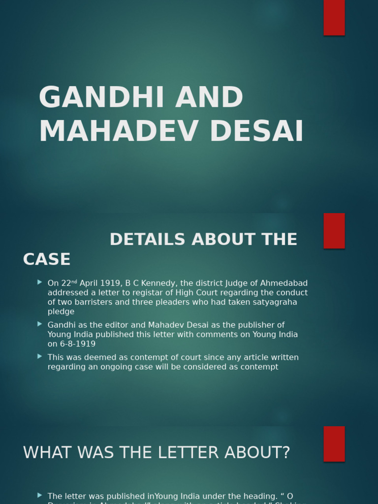 Gandhi and Mahadev Desai | PDF | Mahatma Gandhi | Justice