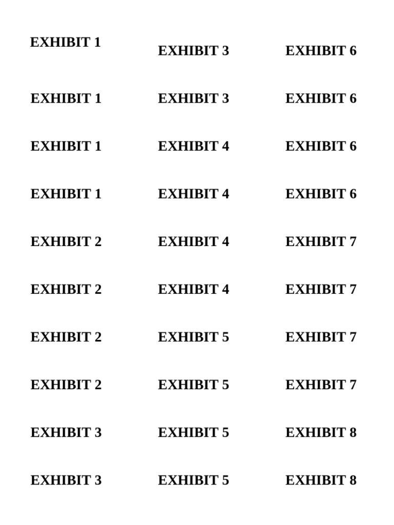 Exhibit Label 1-20 | PDF