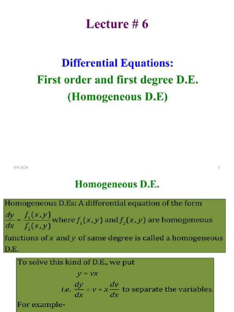 Homogenous Differential Equation | PDF