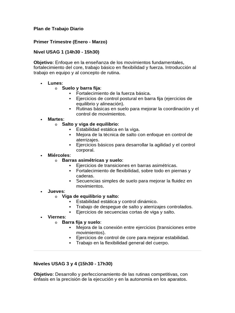 Plan de Trabajo Diario | PDF