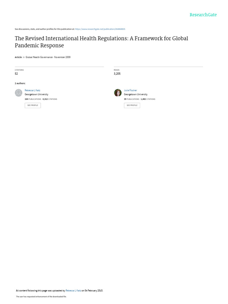 The Revised International Health Regulations A Fra | PDF | World Health Organization | Pandemic