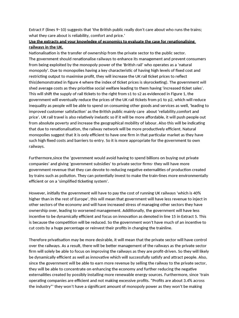 Evaluating UK Railway Renationalisation Pros and Cons | PDF | Profit ...