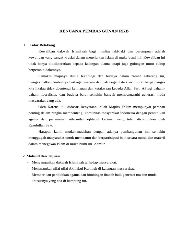 Renc.Pembangunan RKB | PDF