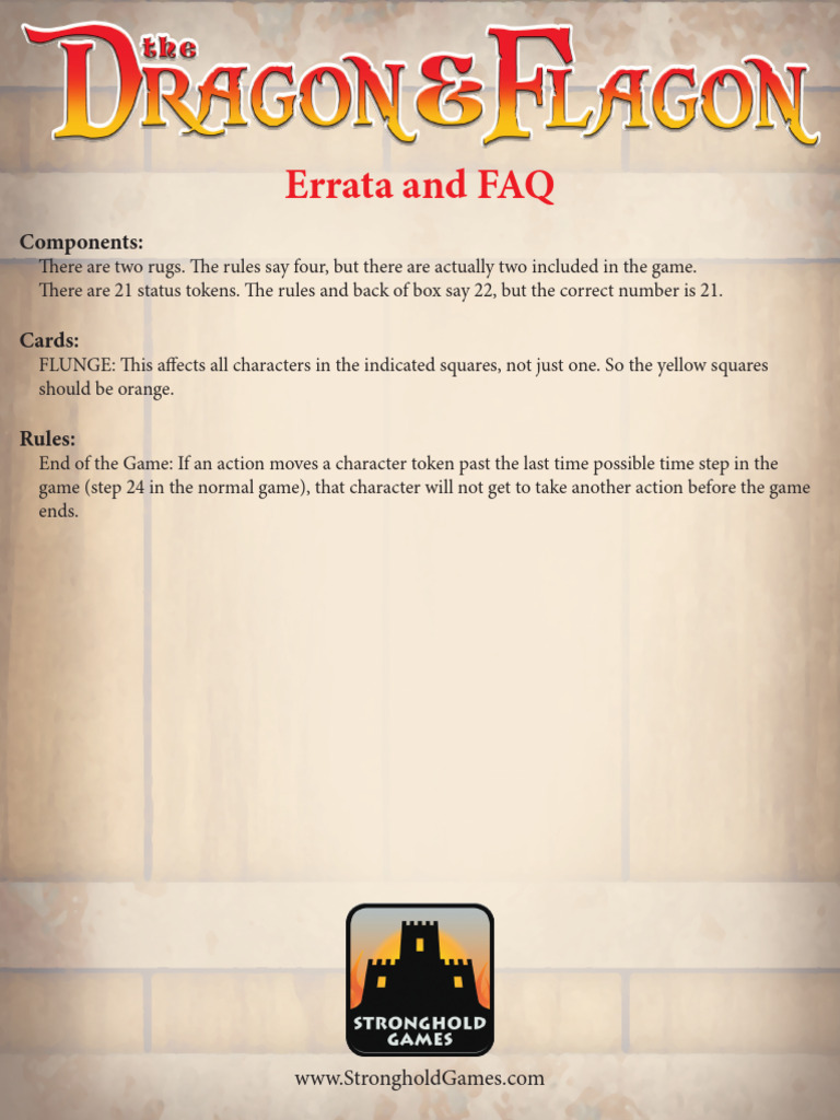 Dragon and Flagon Errata FAQ 1 | PDF