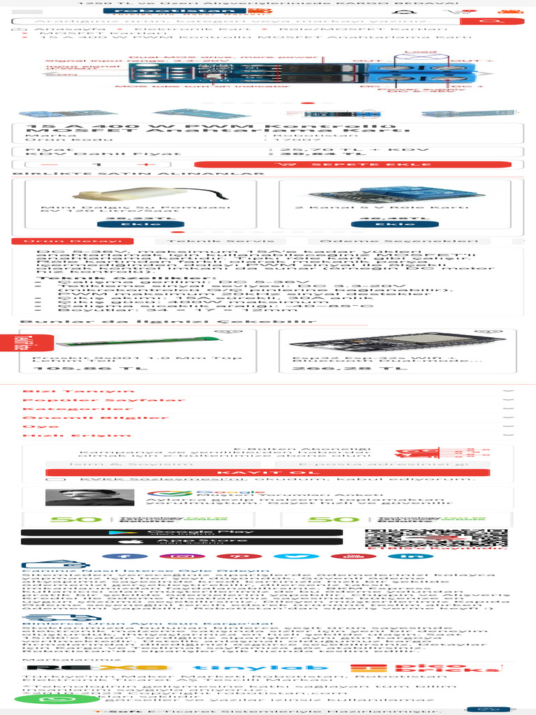 15 A 400 W PWM Kontrollü MOSFET Anahtarlama Kartı Satın Al Robotistan | PDF