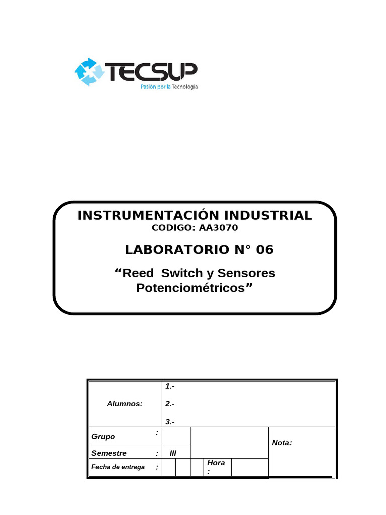 Lab 03 - Reed Switch_potenciometrico | PDF | Cambiar | Resistor