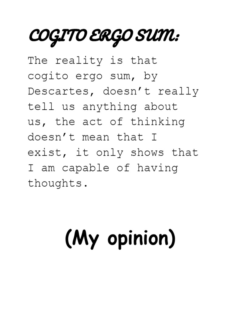 Cogito Ergo Sum | PDF