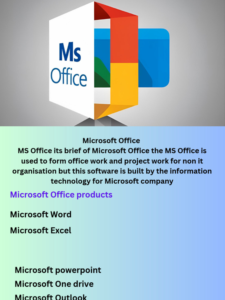 MS Office Its Brief of Microsoft Office The MS Office Is Used To Form ...