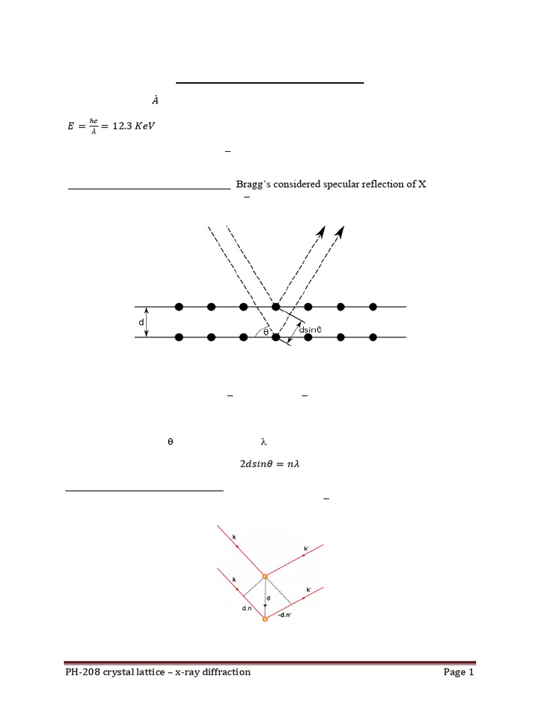 Lecture 3 Crystal Lattice X Ray Diffraction | PDF | Atomic Physics | Electromagnetic Spectrum