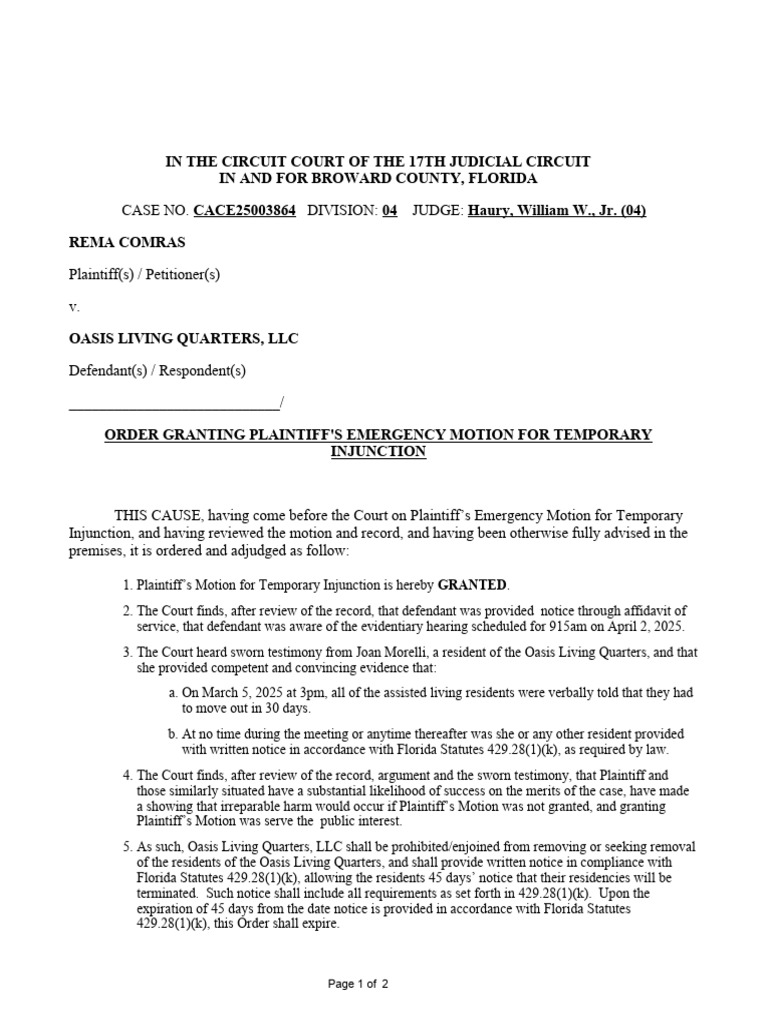 220144188 Order Granting Motion | PDF | Injunction | Courts