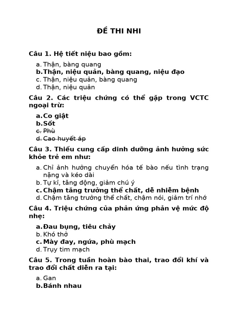 Đề thi Nhi | PDF