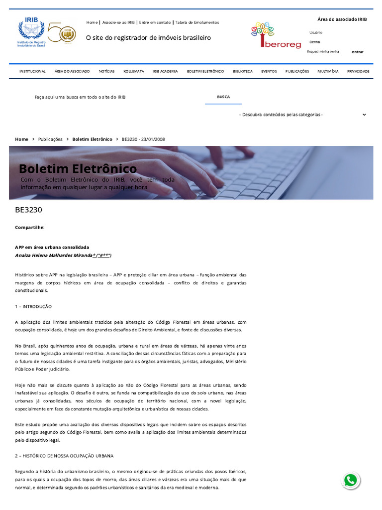 MIRANDA_ APP Em Área Urbana Consolidada | PDF | Direito Ambiental ...