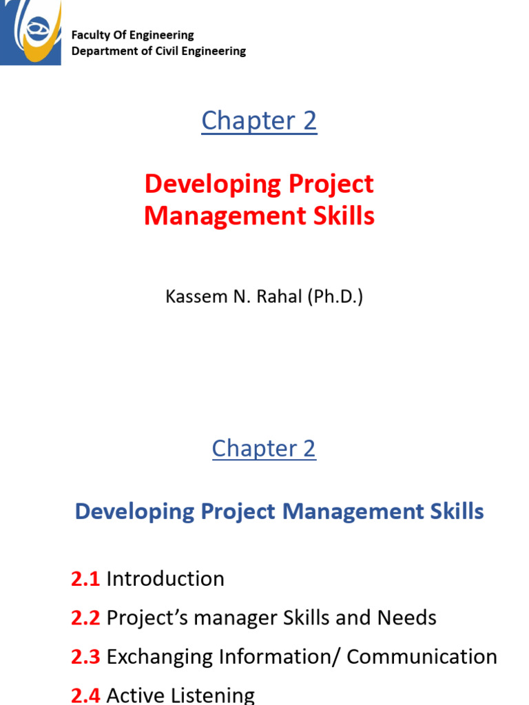 Chapter 2 - Developing Project Management Skills | PDF | Communication ...