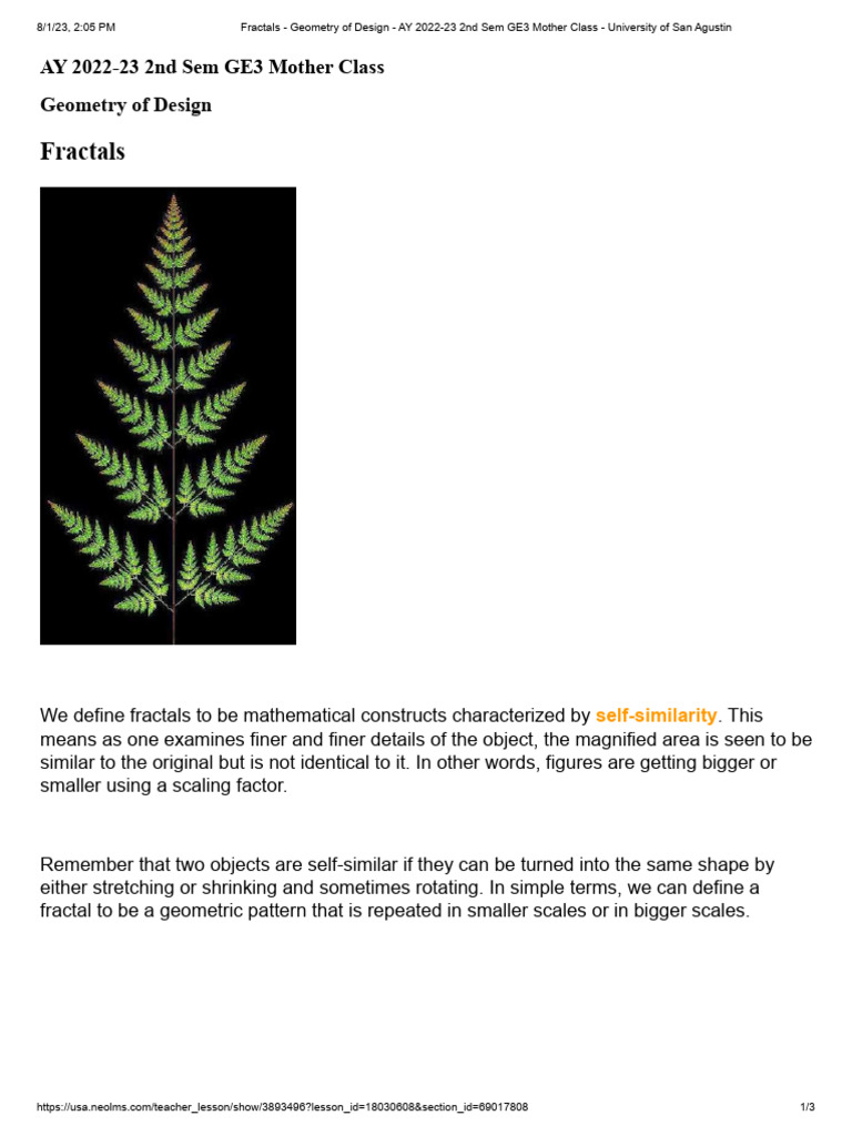 Modern Math in World - Fractals | PDF