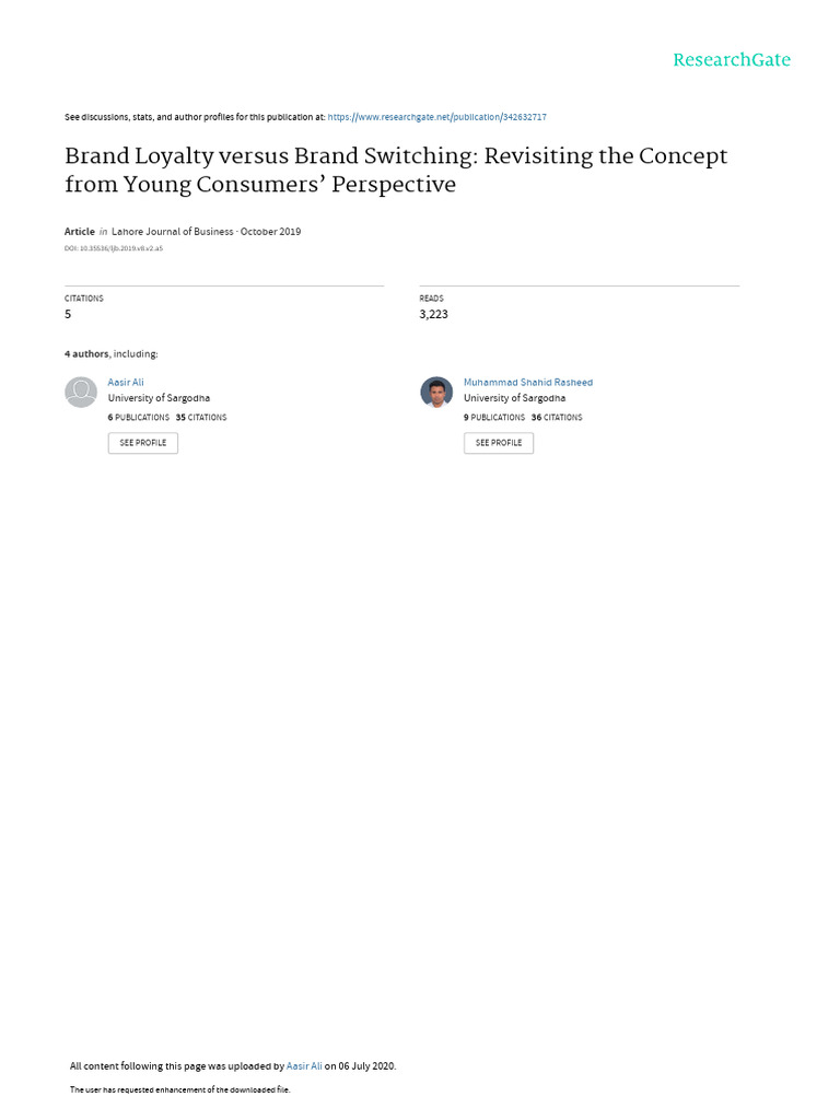 Brand_Loyalty_versus_Brand_Switching_Revisiting_th | PDF | Brand ...