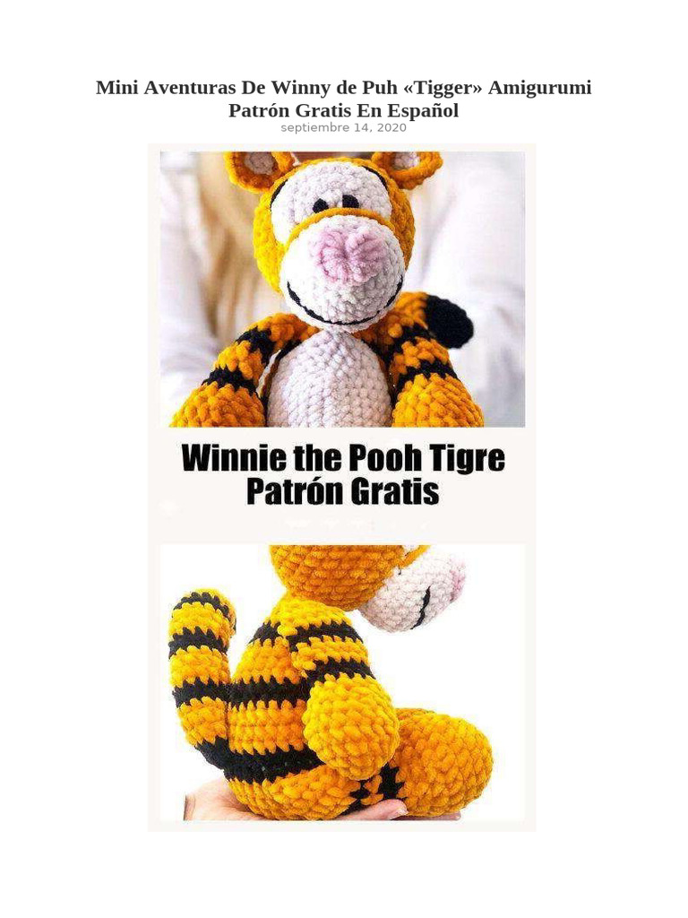 Mini Aventuras de Winny de Puh Tigger Amigurumi Patron Gratis en Espanol | PDF | Amigurumi | Tejer