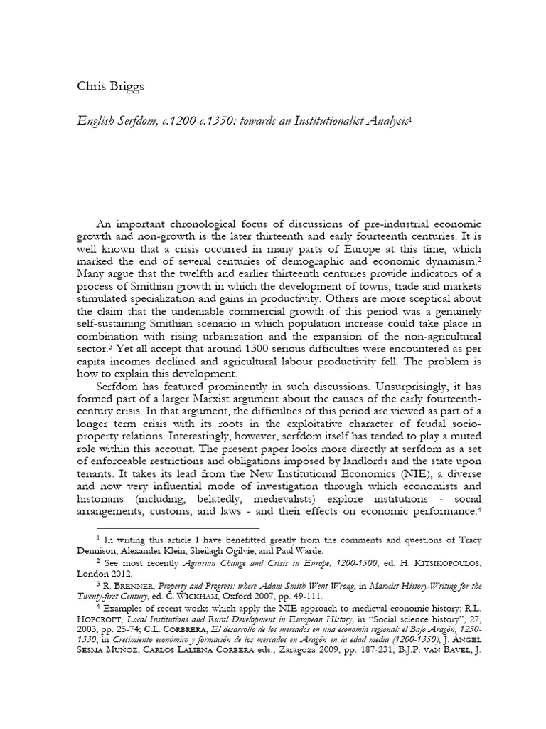 Analyzing English Serfdom's Impact on Economy | PDF | Serfdom | Lease