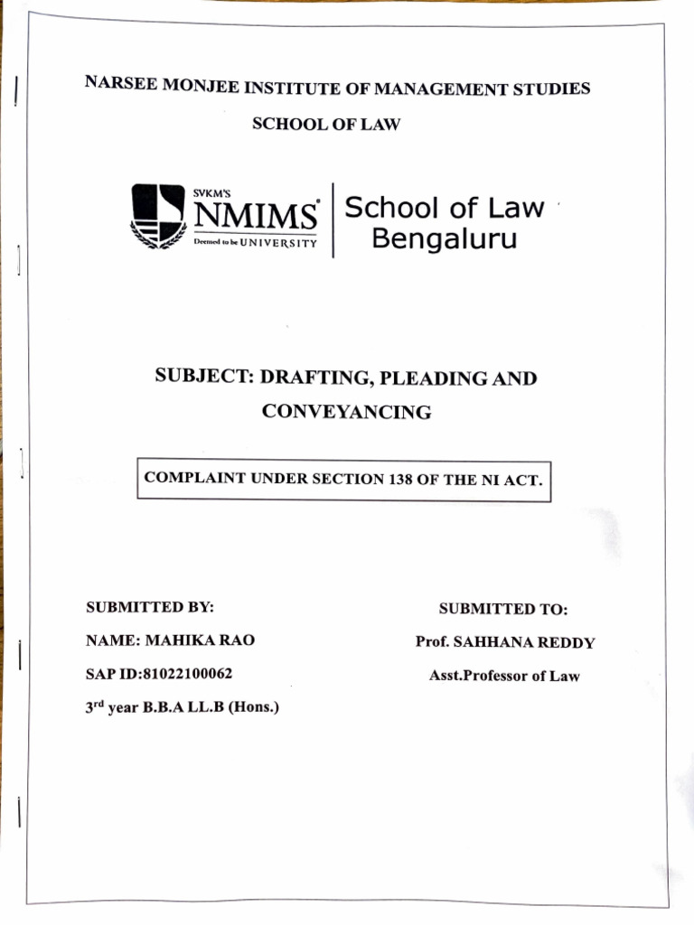 8 Complaint Under 138, NIA | PDF