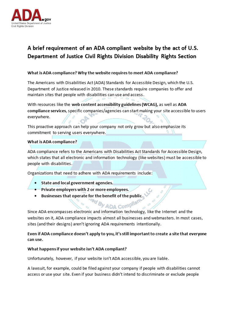 ADA Compliance for Websites Explained | PDF | Americans With ...