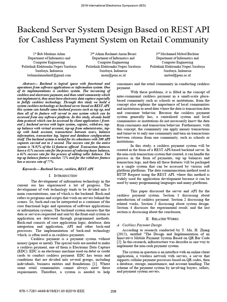 Backend Server System Design Based On REST API For Cashless Payment ...