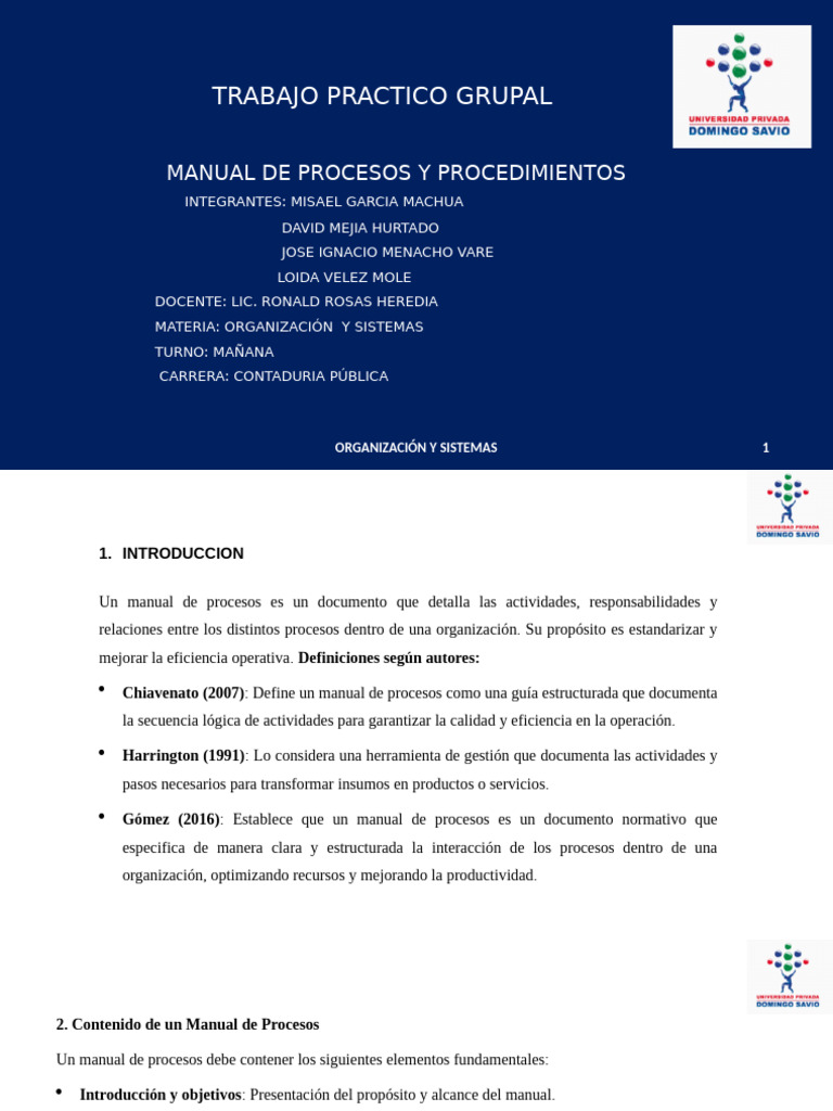 Manual de Procesos y Procedimientos | PDF