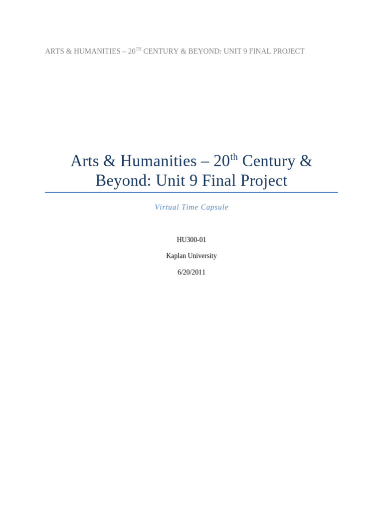 HU300 Unit 9 Final Project | PDF