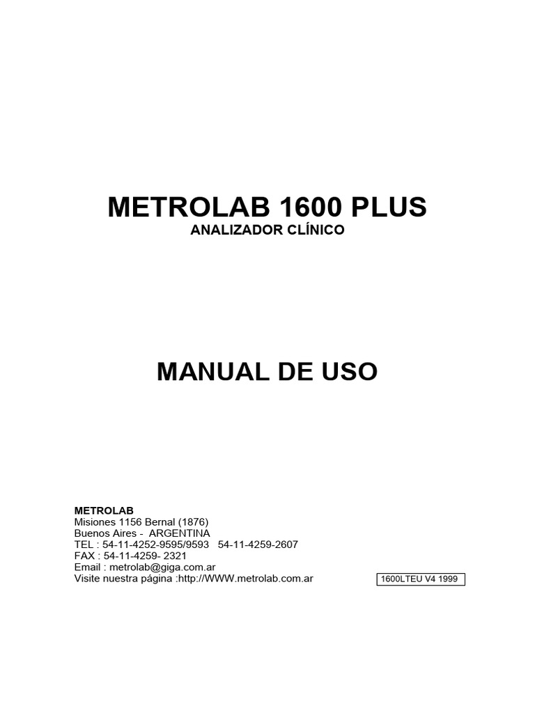 Manual del Metrolab 1600 Plus | PDF | Medición | Calibración