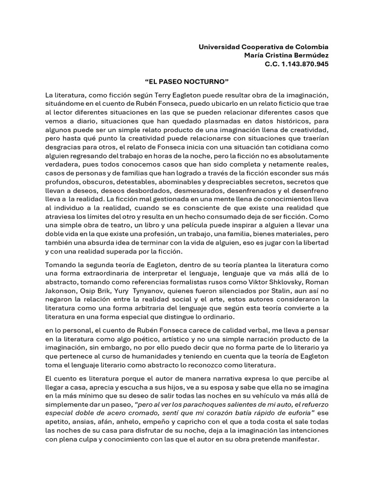 Terry Eagleton Paseo Nocturno | PDF | Cuentos