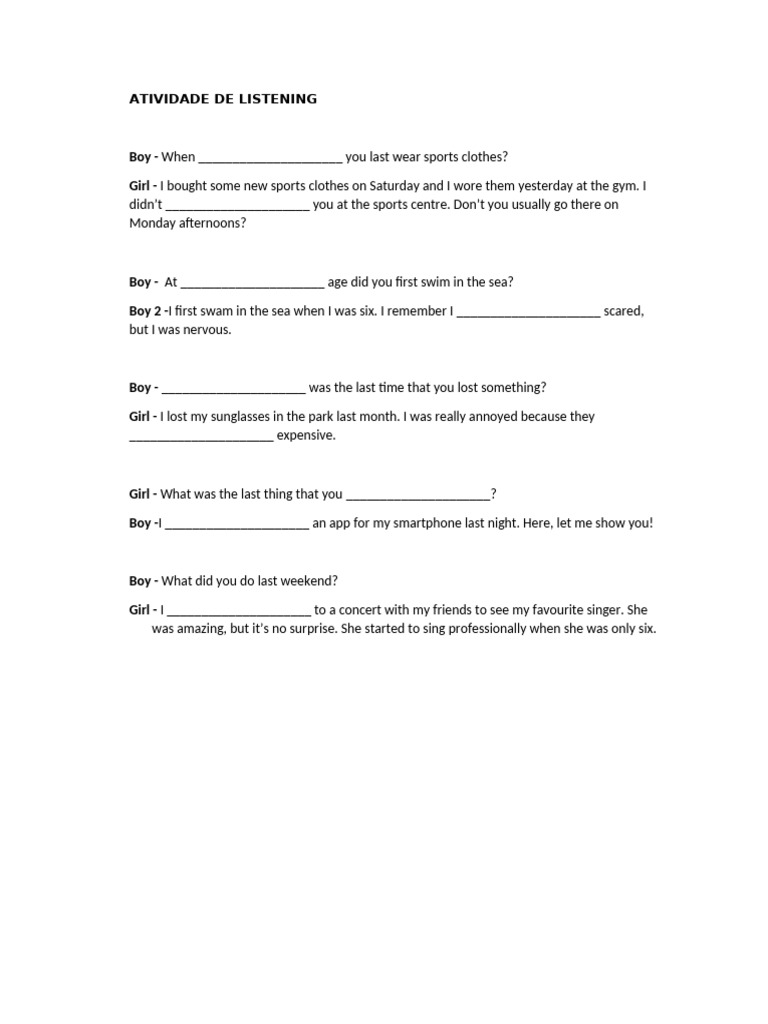 Atividade de Listening 8 | PDF