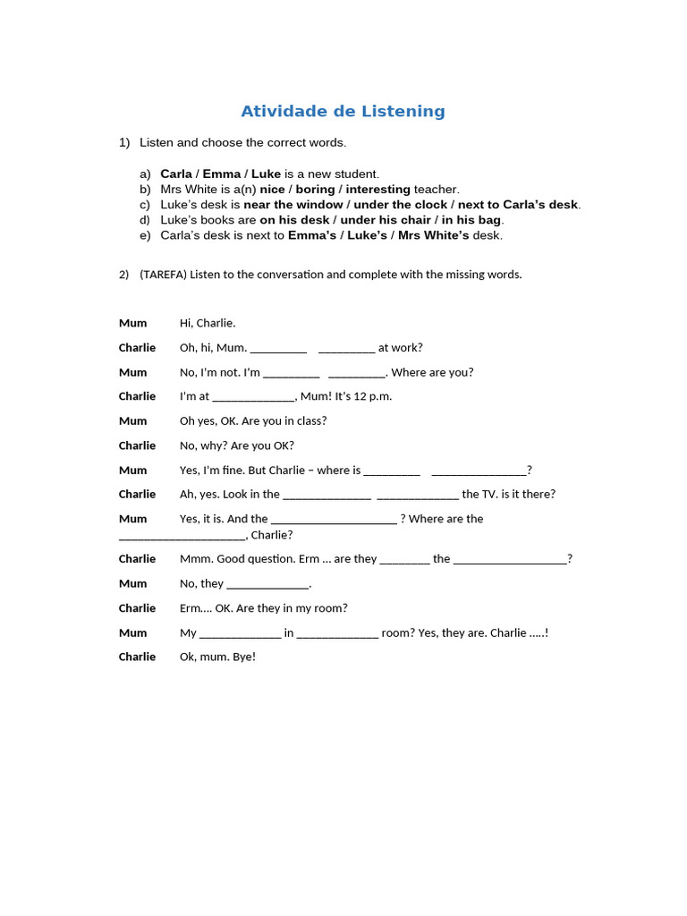 Atividade de Listening 6 | PDF