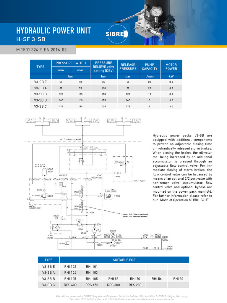 Hydraulic Power Unit V3-SB Specifications | PDF | Fluid Mechanics ...