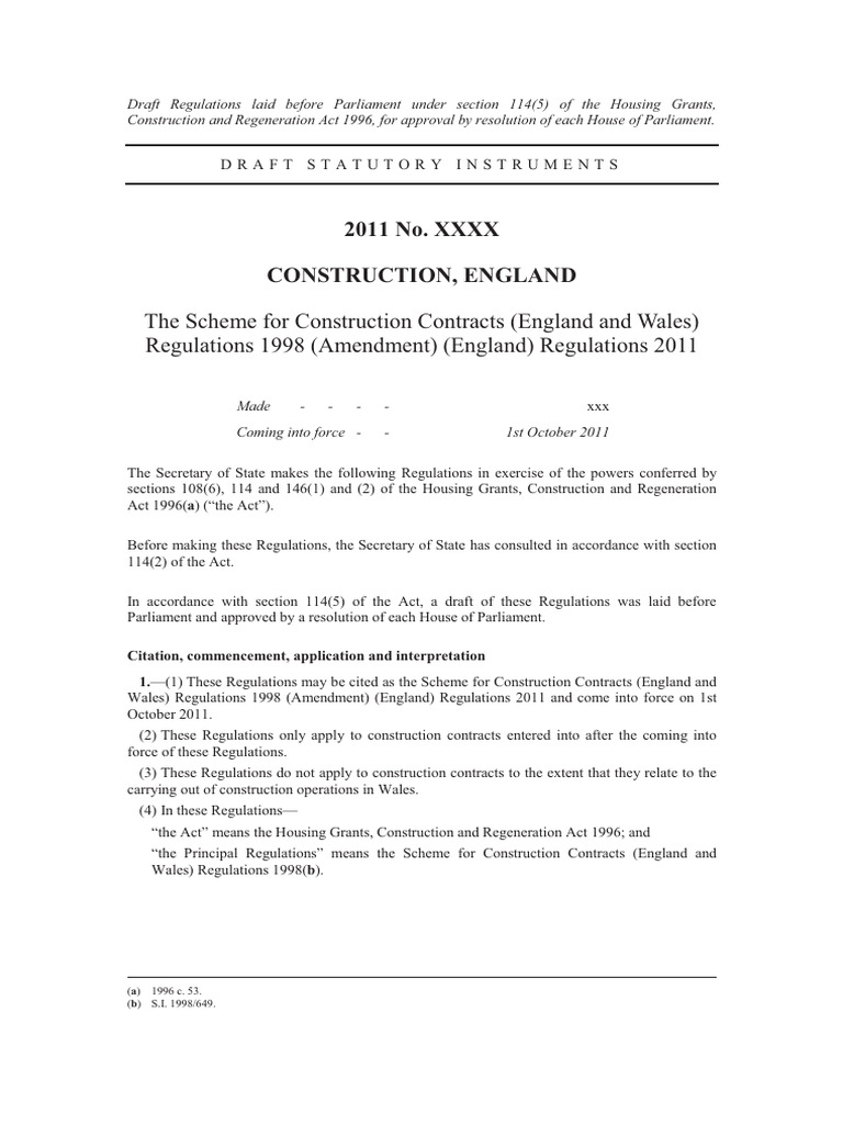 Amendments To The Construction Act 2011 | PDF | Justice | Crime & Violence