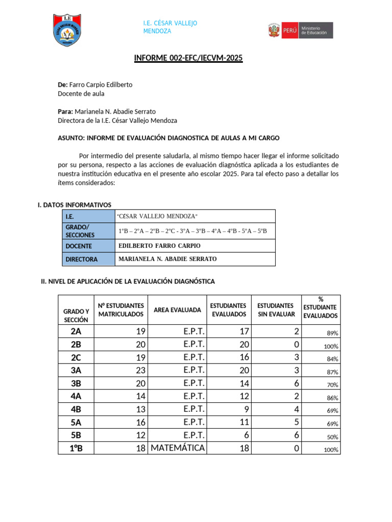 INF_EVAL_DIAG_EFC2025_IECVM | PDF | Evaluación | Cognición
