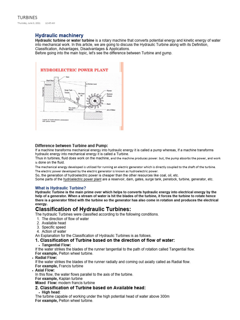 turbine notes | PDF