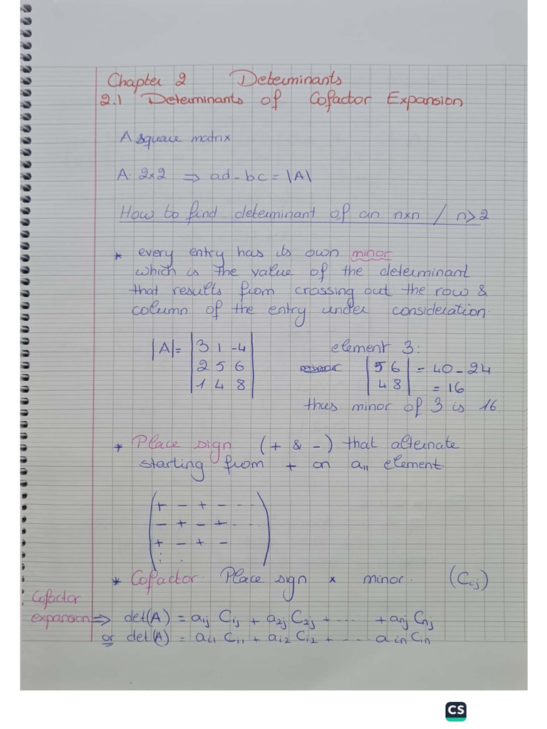 2.1 Determinants of Cofactor Expansion 215 | PDF