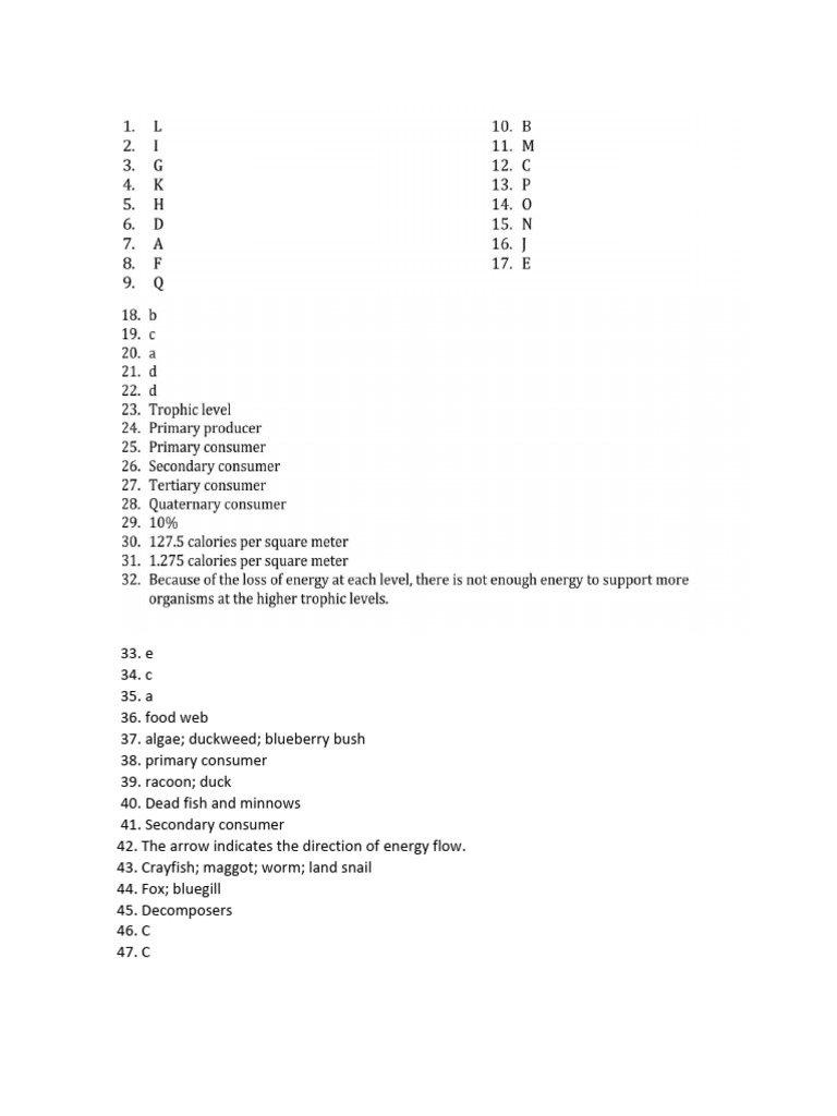 Answer Key 24-25 Ecology Review | PDF