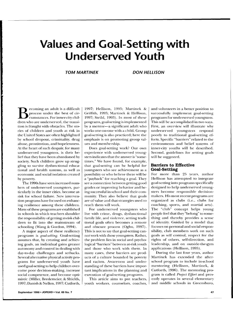 Values and Goal-Setting With U | PDF