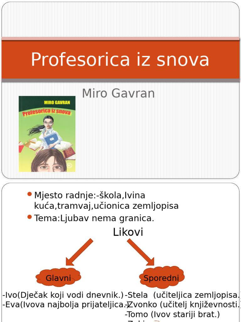 Profesorica Iz Snova Prezentacija Lektira 2 | PDF
