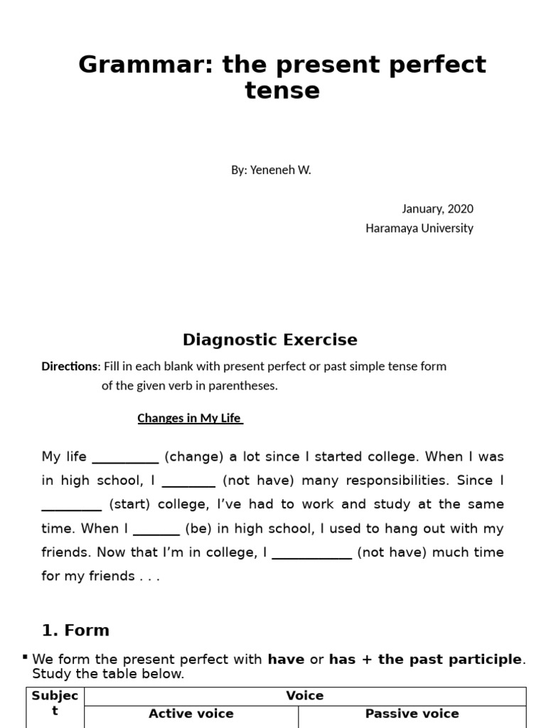 Present Perfect Tense Explained | PDF | Plural | Grammatical Number