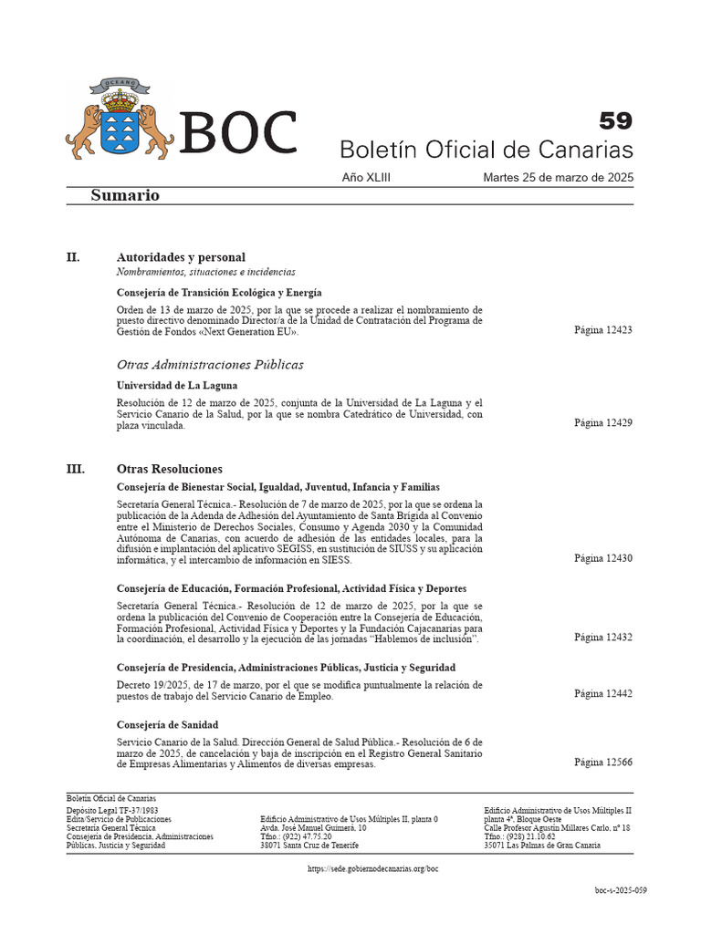 boc-s-2025-059 | PDF | Islas Canarias