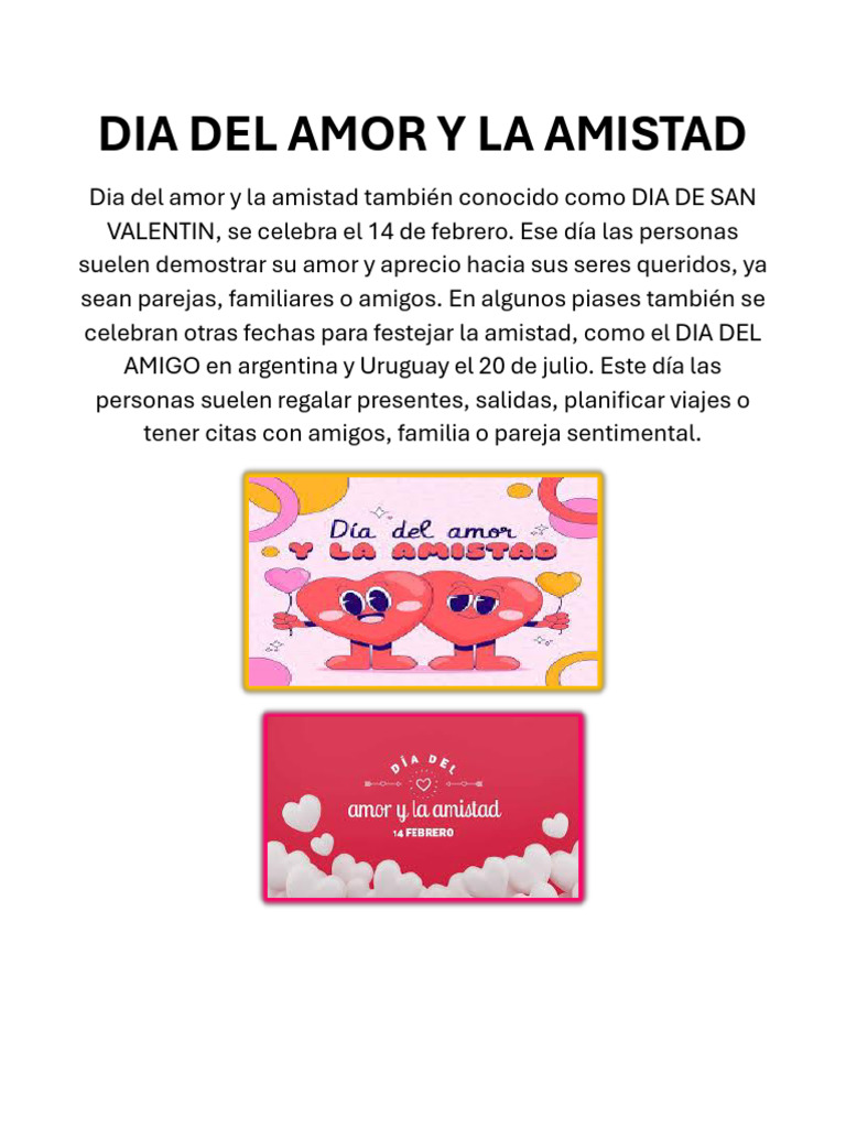 DIA DEL AMOR Y LA AMISTAD | PDF