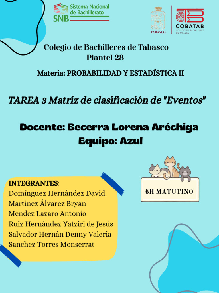 Tarea 3: Matriz de Eventos en Estadística | PDF