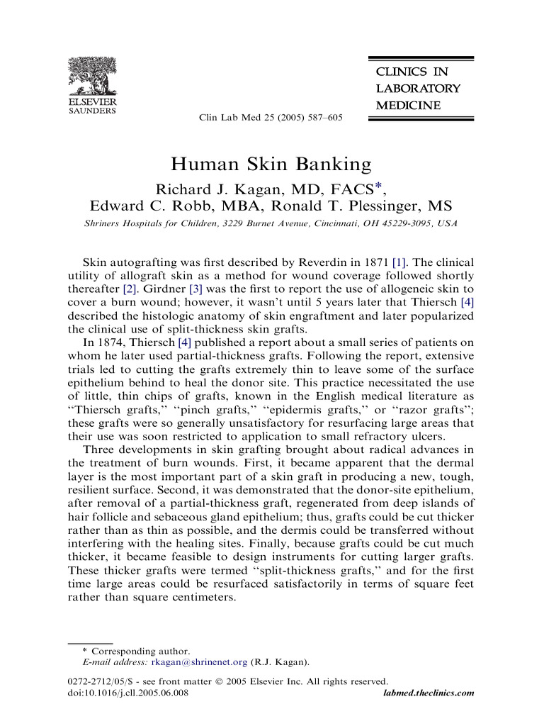 Human Skin Banking and Grafting Techniques | PDF | Wound | Clinical ...